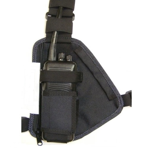 CMA RCH-101 Black 3-Way Adjustable Radio Chest Harness, Velcro Pouch